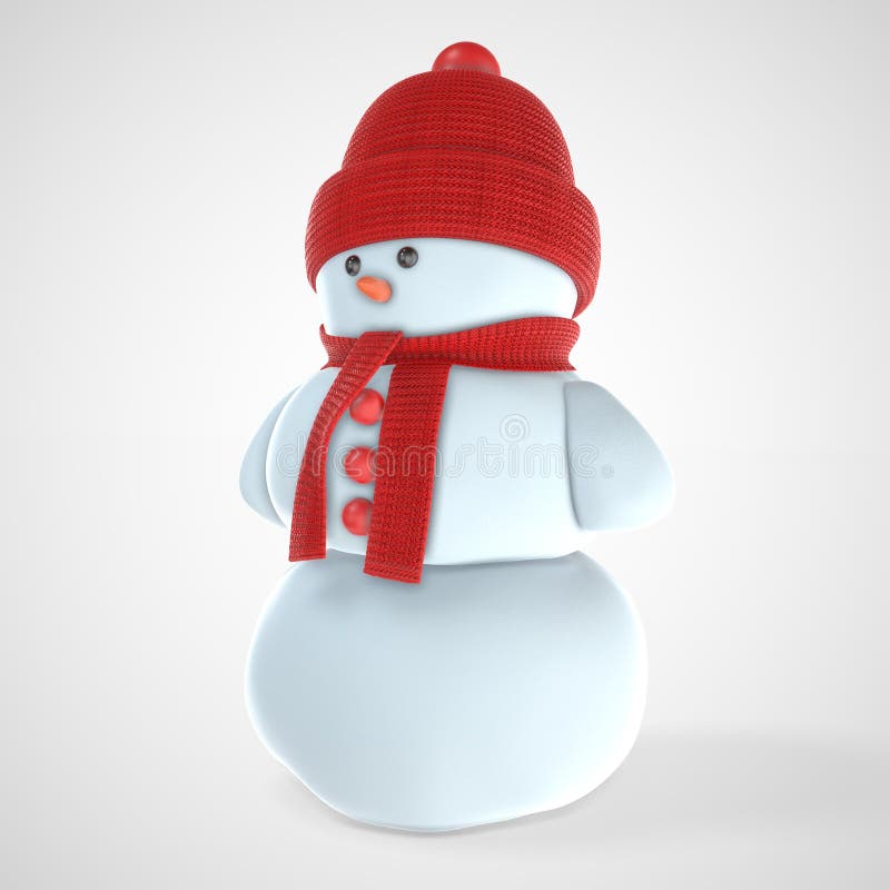 Snowman in Red Cap. 3d Rendering Illustration Stock Illustration ...