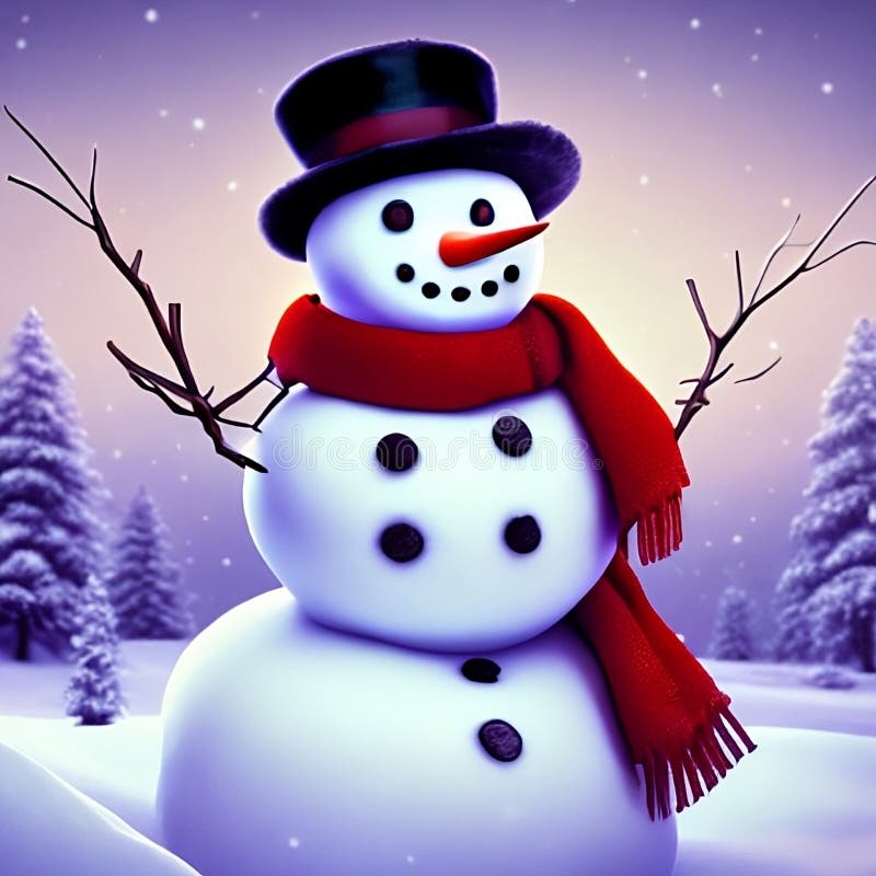 Snowman with red craft stock illustration. Illustration of craf - 274316184