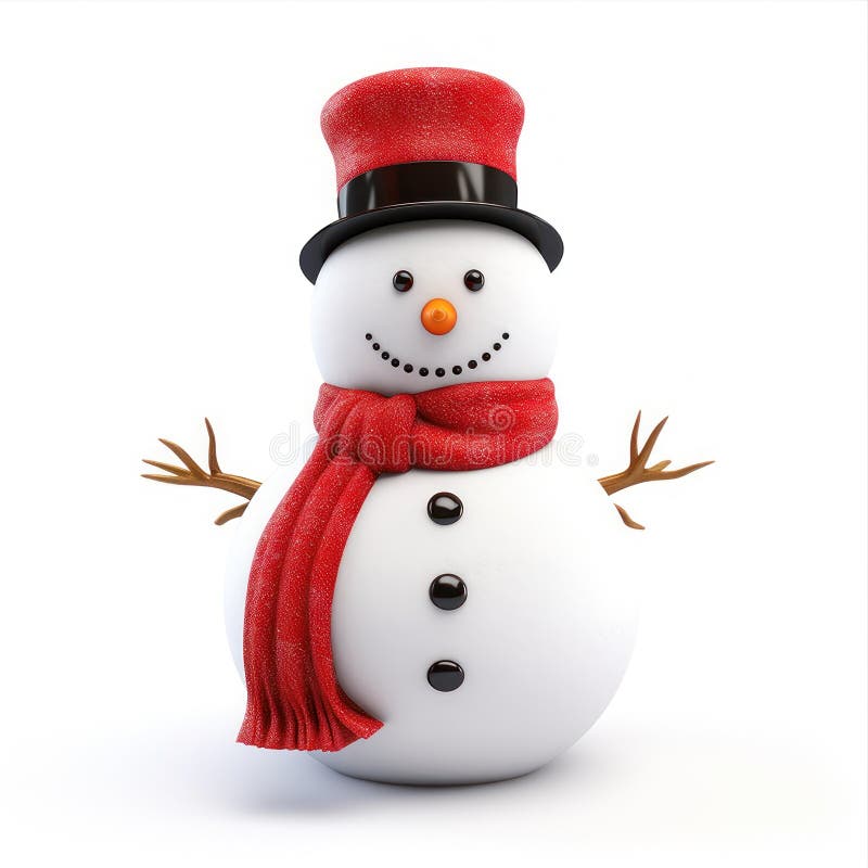 Snowman Isolated on White Background. Stock Illustration - Illustration ...