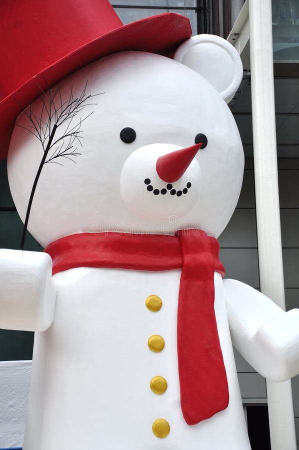Snowman with red scarf stock image. Image of frozen, christmas - 22421665