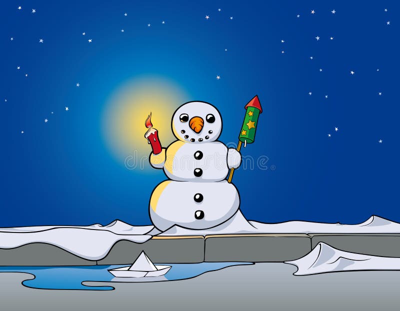 Snowman rocket stock illustration. Illustration of year - 5977653