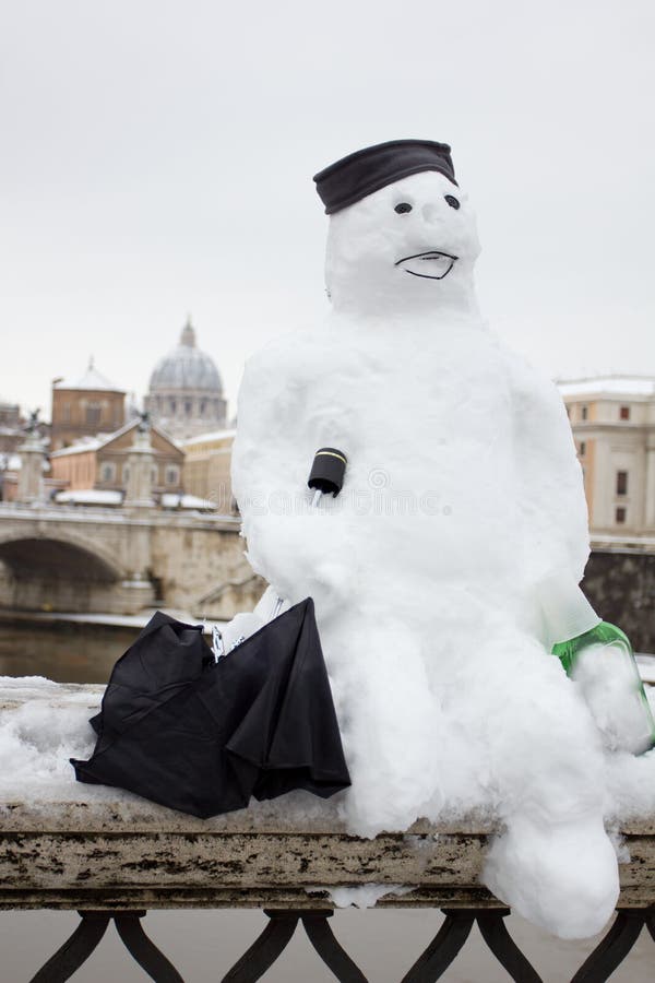 Snowman in Rome. stock image. Image of italian, peter - 23873623