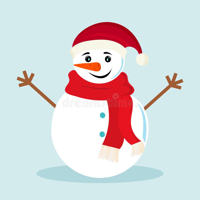 Snowman with Santa Cap for Christmas Stock Vector - Illustration of ...