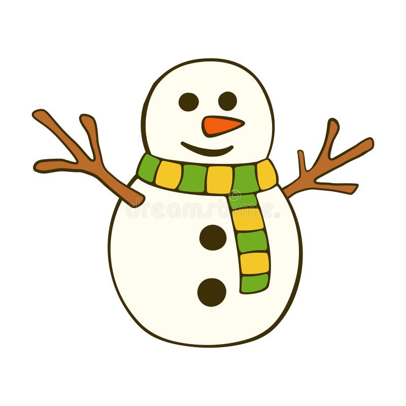 Snowman with Scarf. Cartoon Stock Vector - Illustration of smile, cute ...