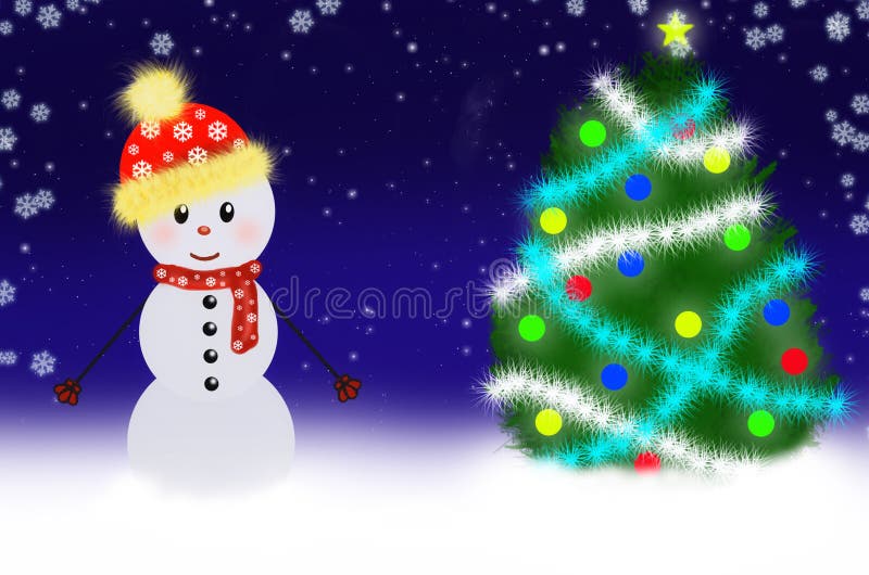 Snowman scene stock illustration. Illustration of cartoon - 16886844