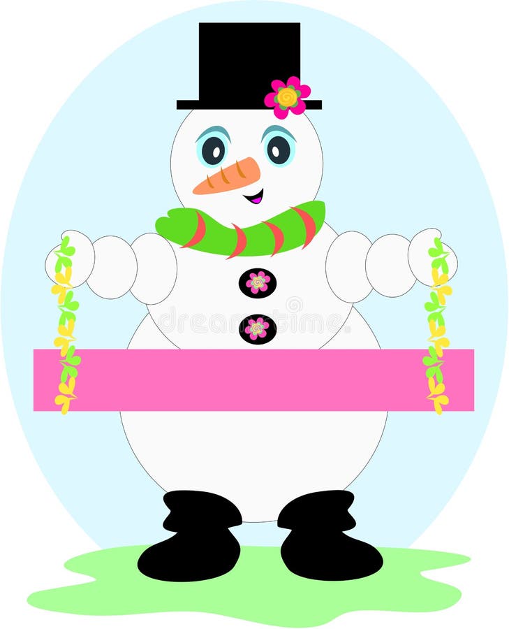 Snowman with a Sign stock vector. Illustration of snow - 14413976