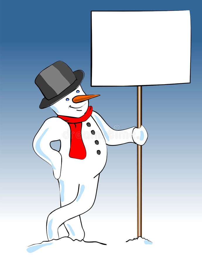 Snowman with sign stock illustration. Illustration of text - 22075254