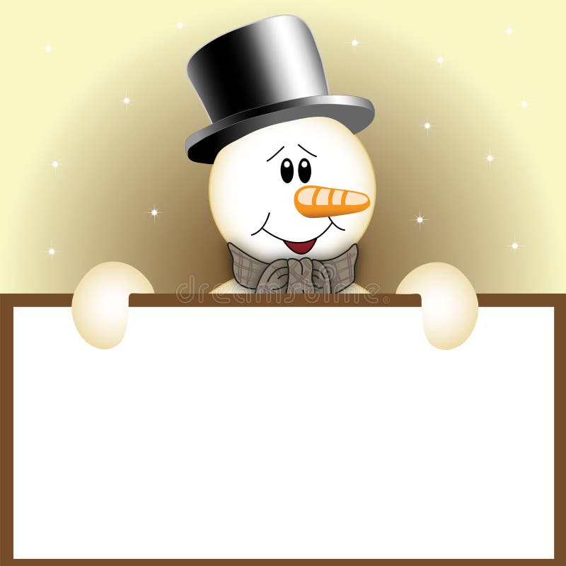 Snowman Holding Sign Clipart Black