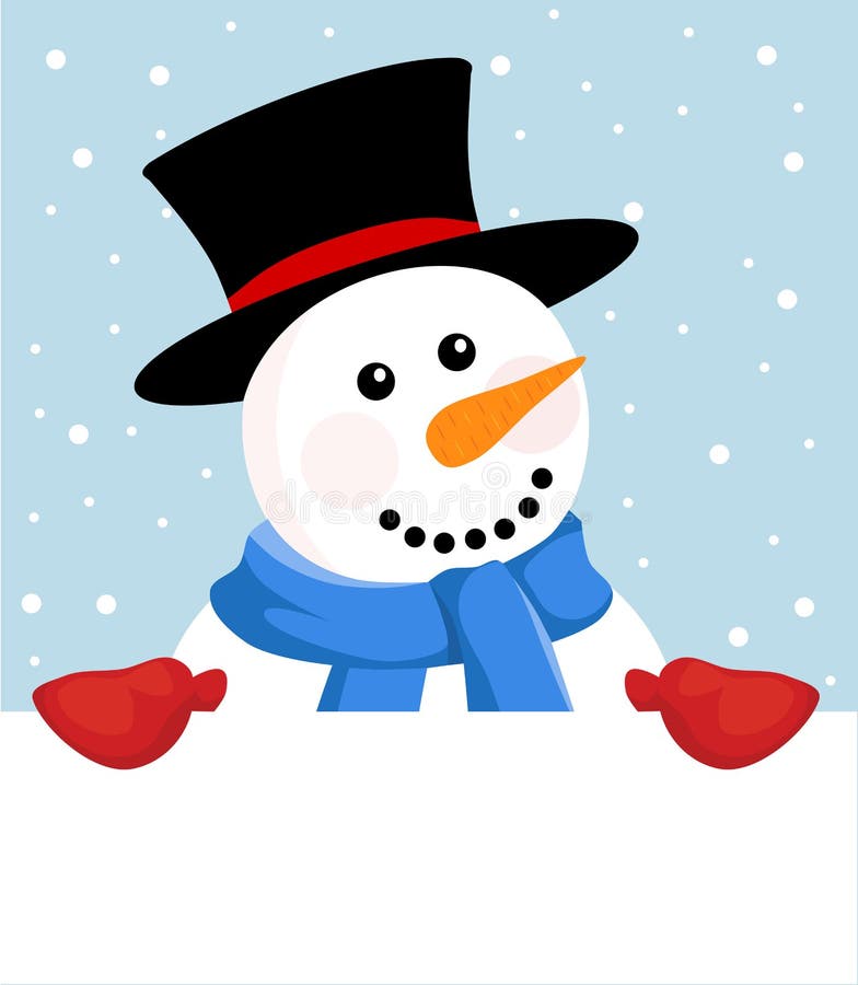 Snowman with sign stock vector. Illustration of smiling - 63214794