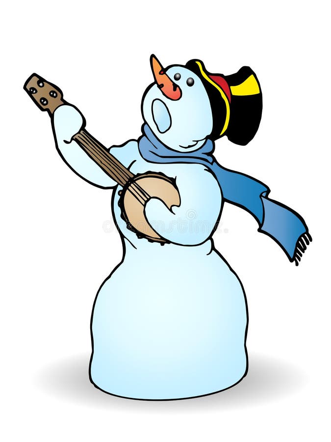 Snowman playing guitar stock illustration. Illustration of carrot - 6463063
