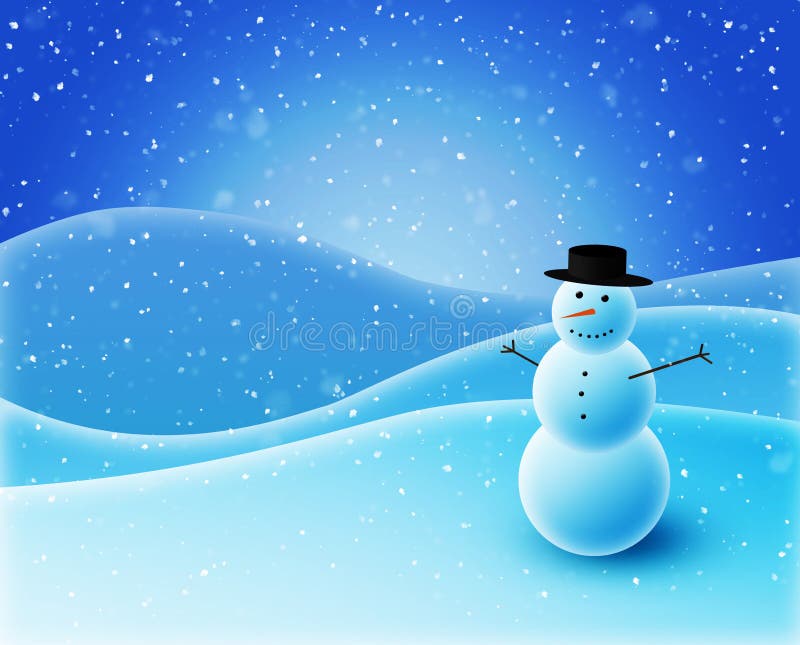 Snowman Sitting on Snowy Hills Stock Illustration - Illustration of ...