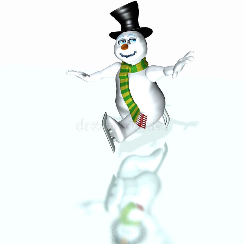 Snowman Skating 2 stock illustration. Illustration of trick - 3434515
