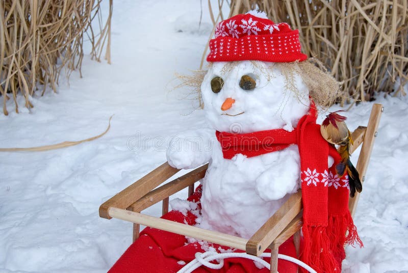 Snowman in sled stock image. Image of frigid, outdoors - 23103895