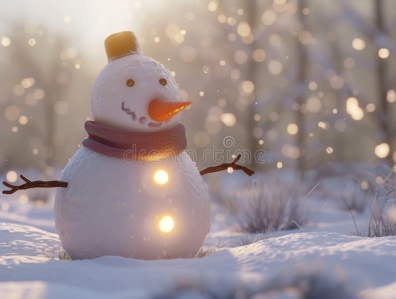 Snowman with a Snow Background - Ai Stock Illustration - Illustration ...