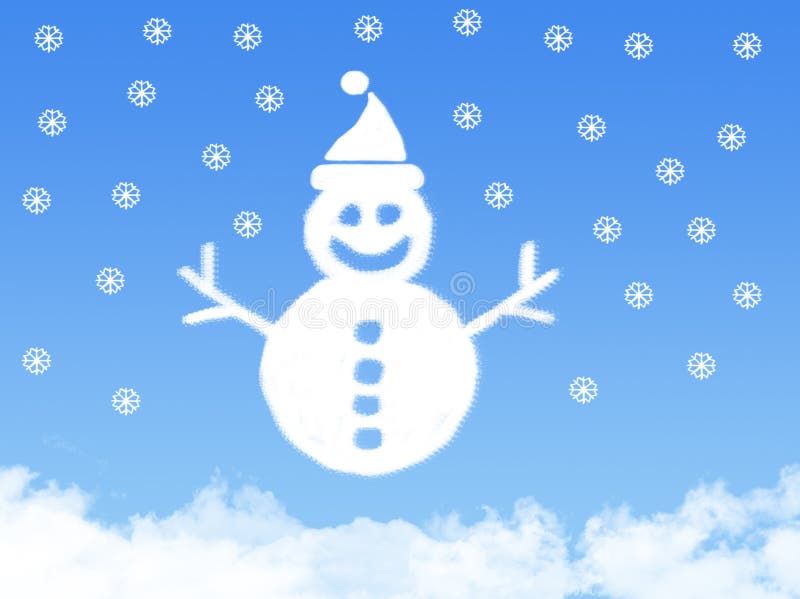 Snowman and Snow Cloud by Christmas Concept Stock Photo - Image of ...