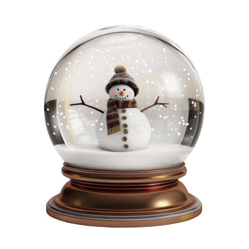 A Snowman in a Snow Globe with Snow Falling Stock Image - Illustration ...