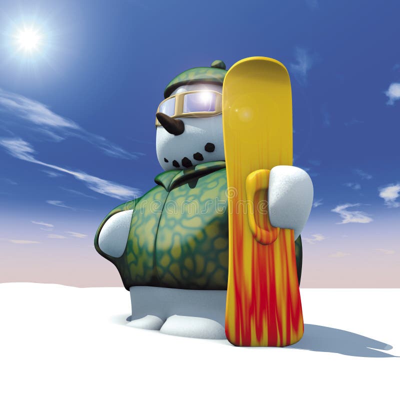 Snowman snowboard stock illustration. Illustration of winter - 17320779