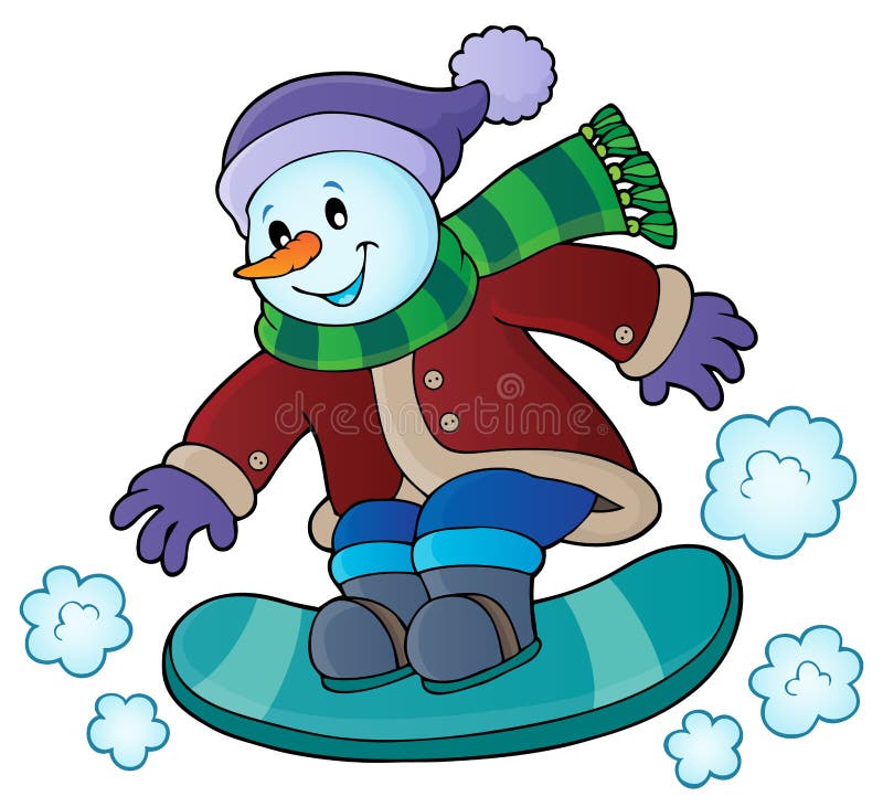 Snowman on Snowboard Theme Image 1 Stock Vector - Illustration of ...