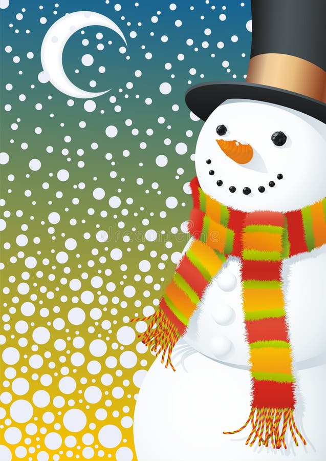 Snowman in snowing hight stock vector. Illustration of character - 7284437