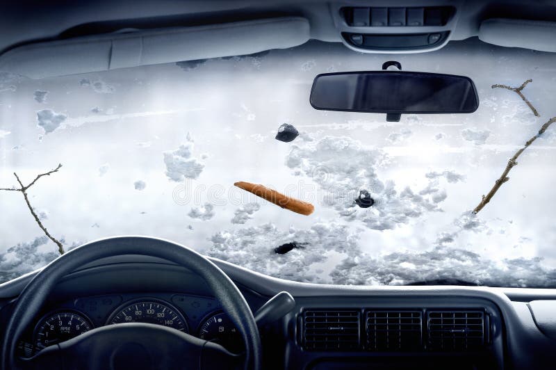 Snowman Splattered on a Windshield Stock Photo - Image of snow, humor ...