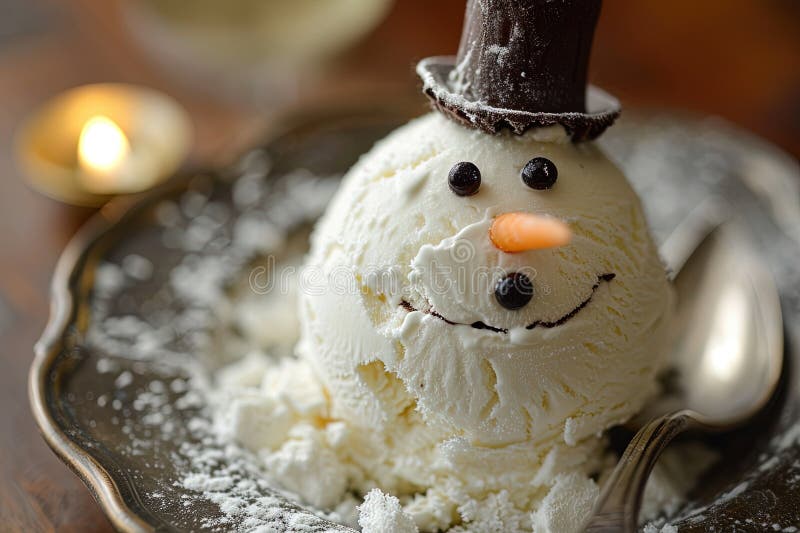 A Snowman Style Ice Cream. Generative AI Stock Illustration ...
