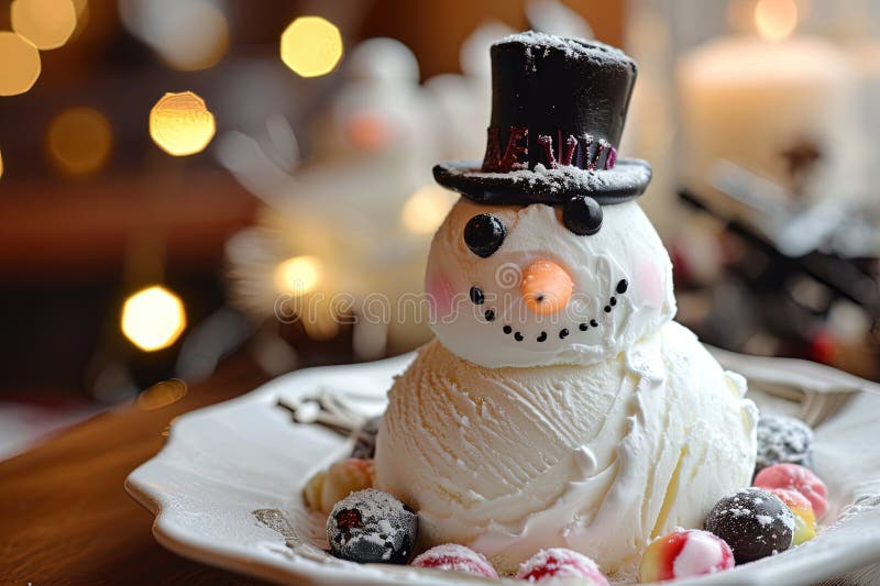 A Snowman Style Ice Cream. Generative AI Stock Illustration ...