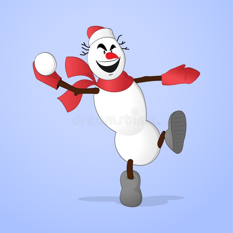 Snowman throwing snowball stock vector. Illustration of green - 39052028