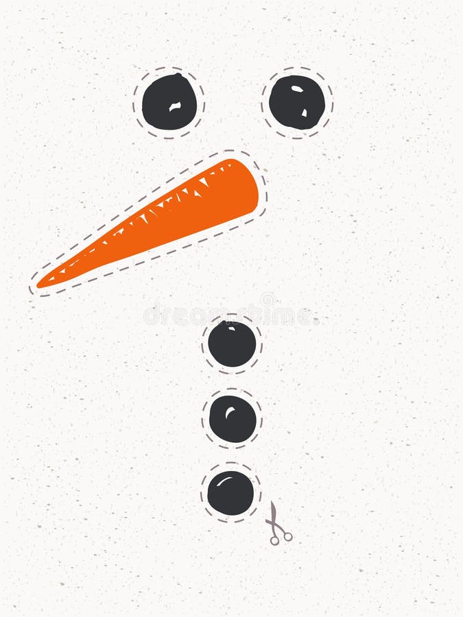 Snowman To Cut Out and Crafting Stock Vector - Illustration of carrot ...