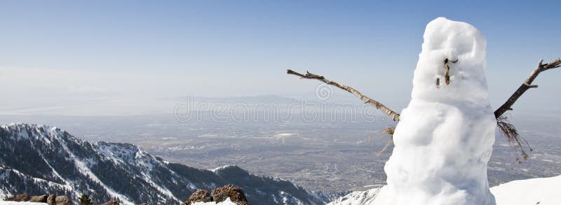 Snowman on Top of Mountain stock image. Image of frozen - 21192797