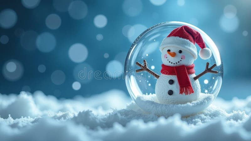 Snowman in a Transparent Ball on the Snow Stock Illustration ...