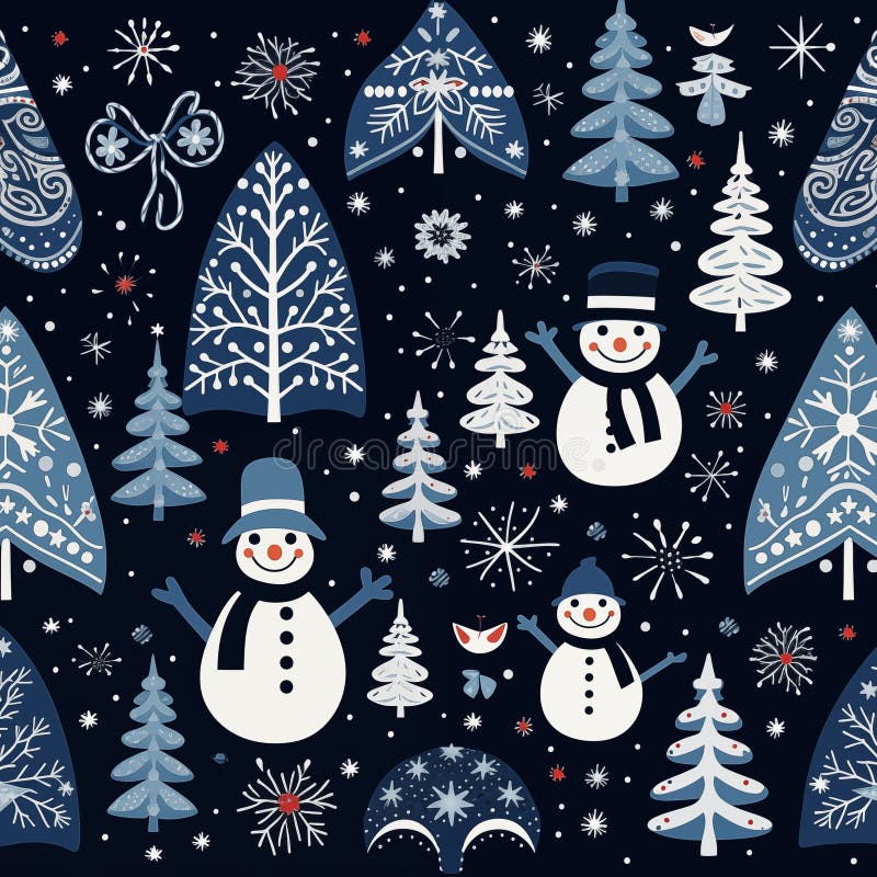 Snowman and Two Snowmen in Snow. Generative AI Stock Illustration ...