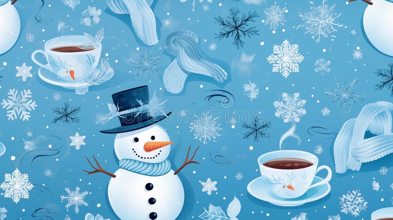 Snowman and Two Snowmen in Snow. Generative AI Stock Illustration ...