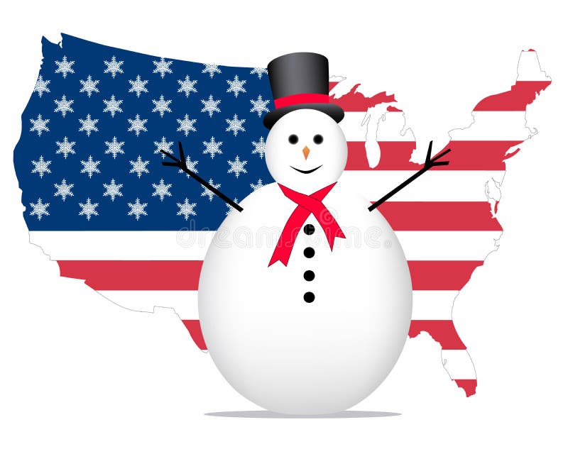 Snowman and US Flag stock vector. Illustration of holidays - 26672782