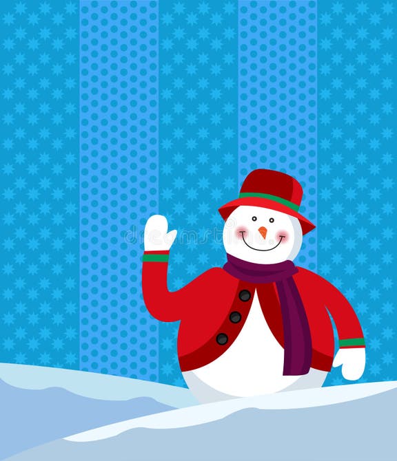 A snowman waving happily stock vector. Illustration of snowfall - 23518240
