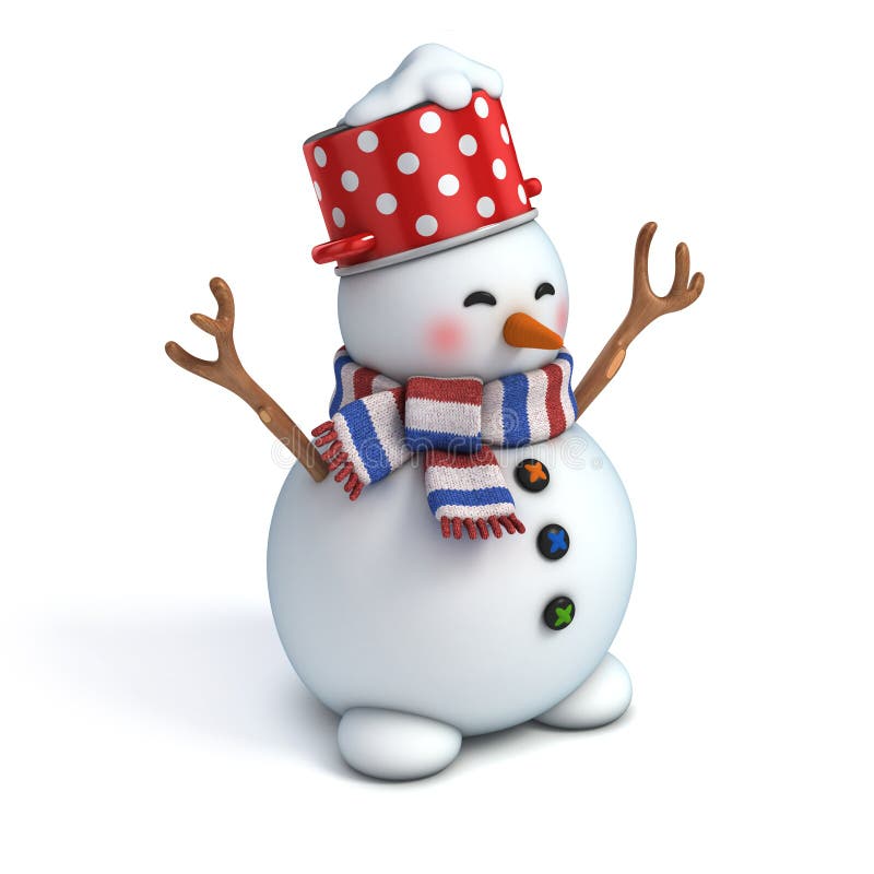 Snowman on White Background 3d Rendering Stock Illustration ...