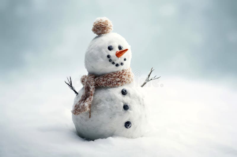 Snowman on White Background. Empty Space. Generative AI Stock ...