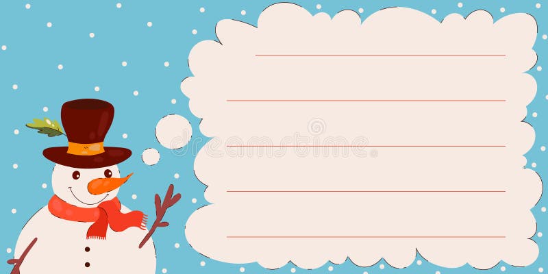 Snowman Winter Card for Notepad Template. Chat Bubble. Fun Christmas ...