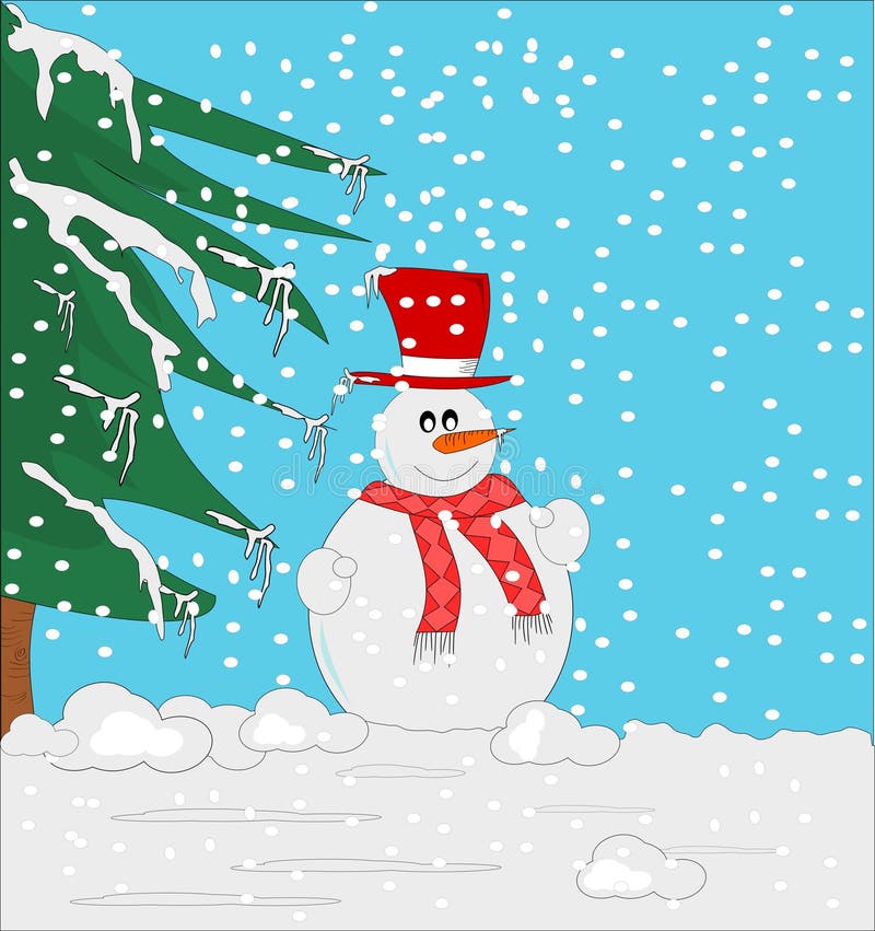 Snowman Saluting American Flag Stock Illustration - Illustration of ...