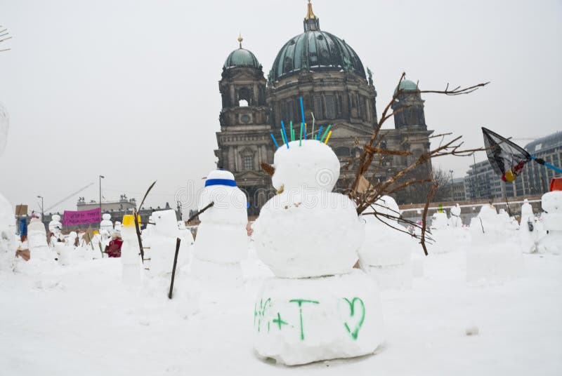 Snowmen Against Global Warming Editorial Stock Image - Image of snowman ...