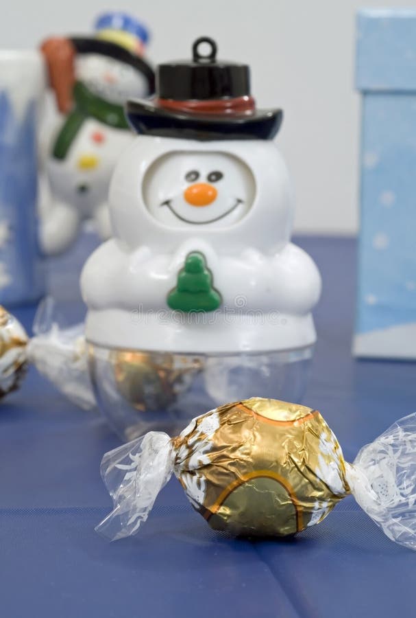 Snowmen Candy Jars and Sweets Stock Image - Image of smiling, xmas: 7060403