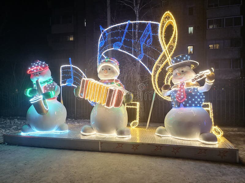 Snowmen with Musical Instruments Stock Image - Image of instrument ...