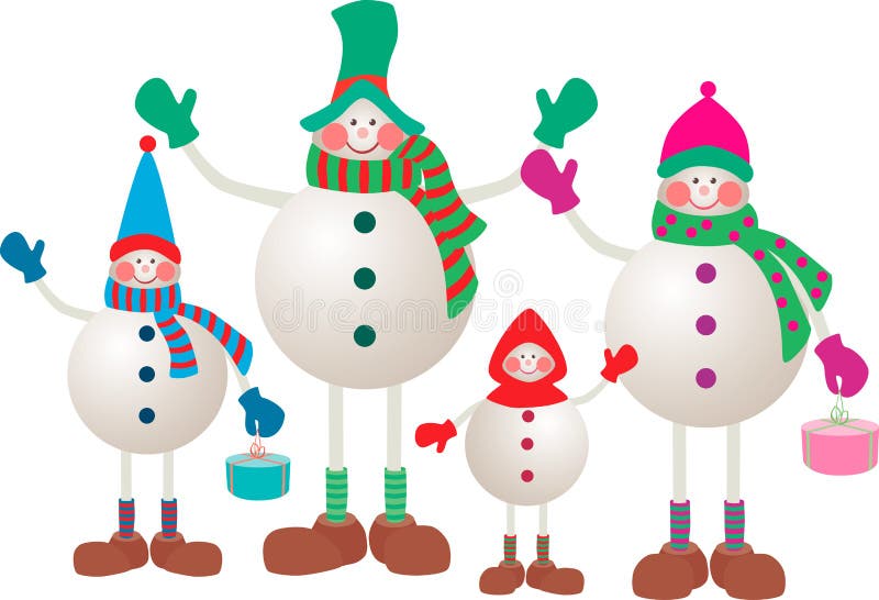 Snowmen family stock vector. Illustration of snow, holiday - 46848093