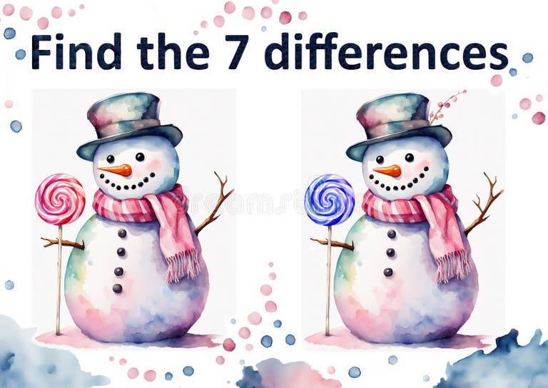 Snowmen Find the Differences Game Stock Illustration - Illustration of ...
