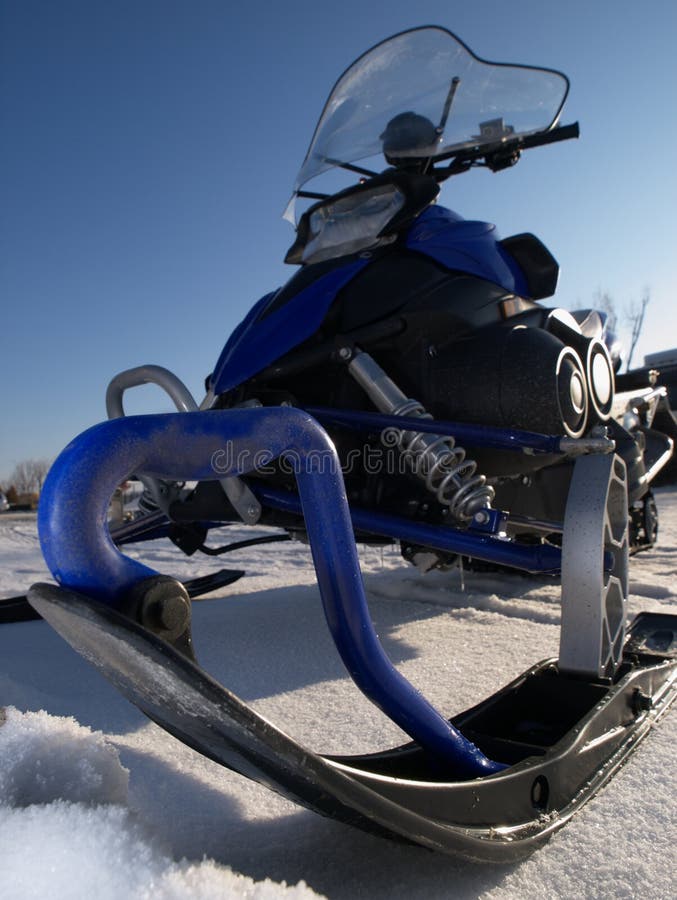 Snowmobile Against a Blue Sky. Stock Image - Image of skis, motor: 7765045