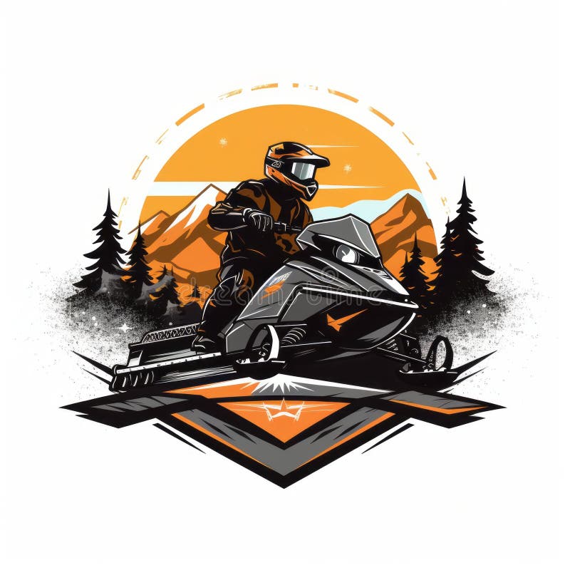 Bold Graphic Design Snowmobile Illustration with Dynamic Outdoor Shots ...
