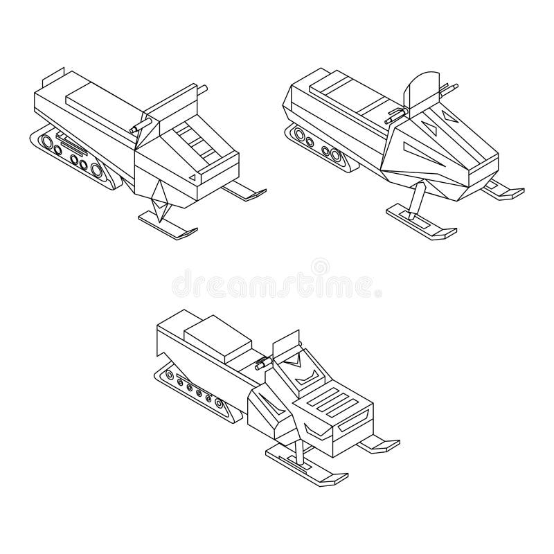 Snowmobile Icon Set Vector Outline Stock Vector - Illustration of icon ...