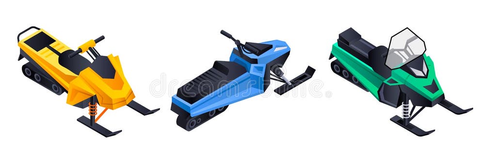 Snowmobile Icons Set, Isometric Style Stock Vector - Illustration of ...