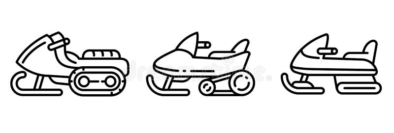 Snowmobile Icons Set, Outline Style Stock Vector - Illustration of ...