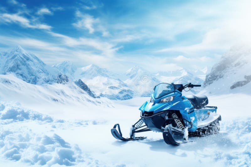 Snowmobile Mountains Background. Generate Ai Stock Photo - Image of ...