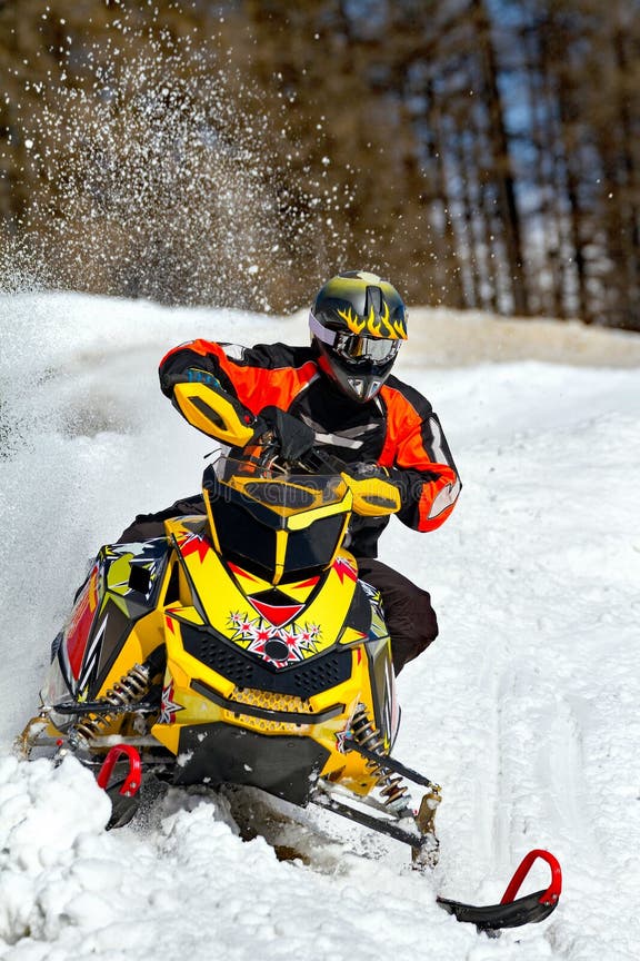 Snowmobile race stock photo. Image of medium, fast, helmet - 165140318